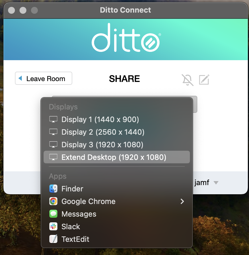 Using the extended desktop feature in Ditto Connect