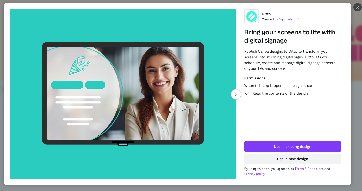 Using Canva to create digital signage for Ditto